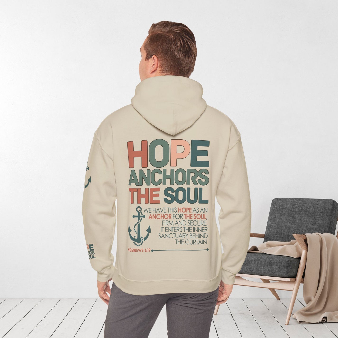 Hope Anchors the Soul Hoodie - Hebrews 6:19 Bible Verse Christian Hood ...